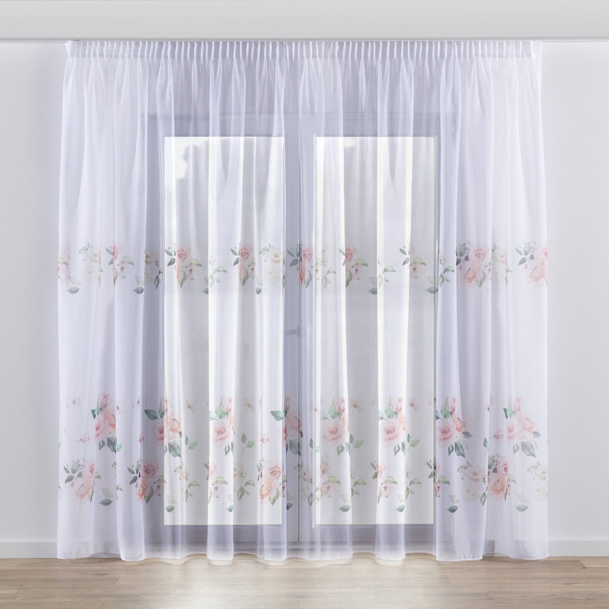 Firana na taśmie, biały z czerwonymi kwiatami, Woale i firany - Dekoria ...