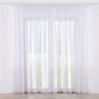 Firana na taśmie, biały ze złotym wzorem, Woale i firany - Dekoria ...