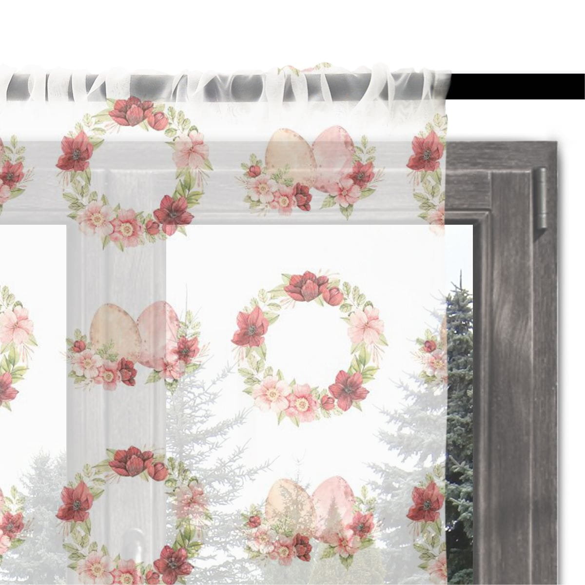 Firana SPRING wzór SP07 | pisanki w kwiatach 140 x 300 cm - Decordruk | Sklep EMPIK.COM