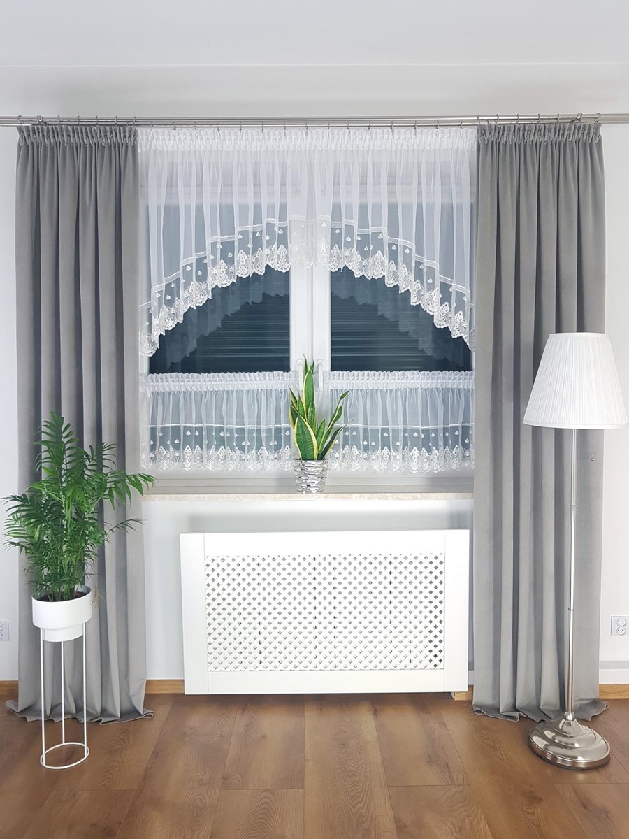 Firanka do kuchni z haftem, zazdrostki-biała, nowoczesne firanki do kuchni - Firany Gotowe ...