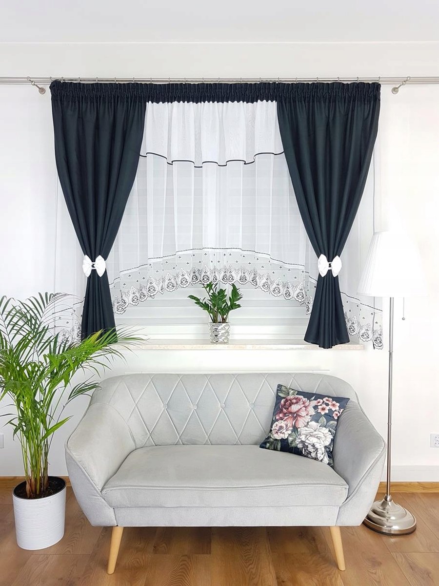 Firanka Gotowa z Lambrekinem i Zasłonkami do Salonu Jadani na Taśmie ...