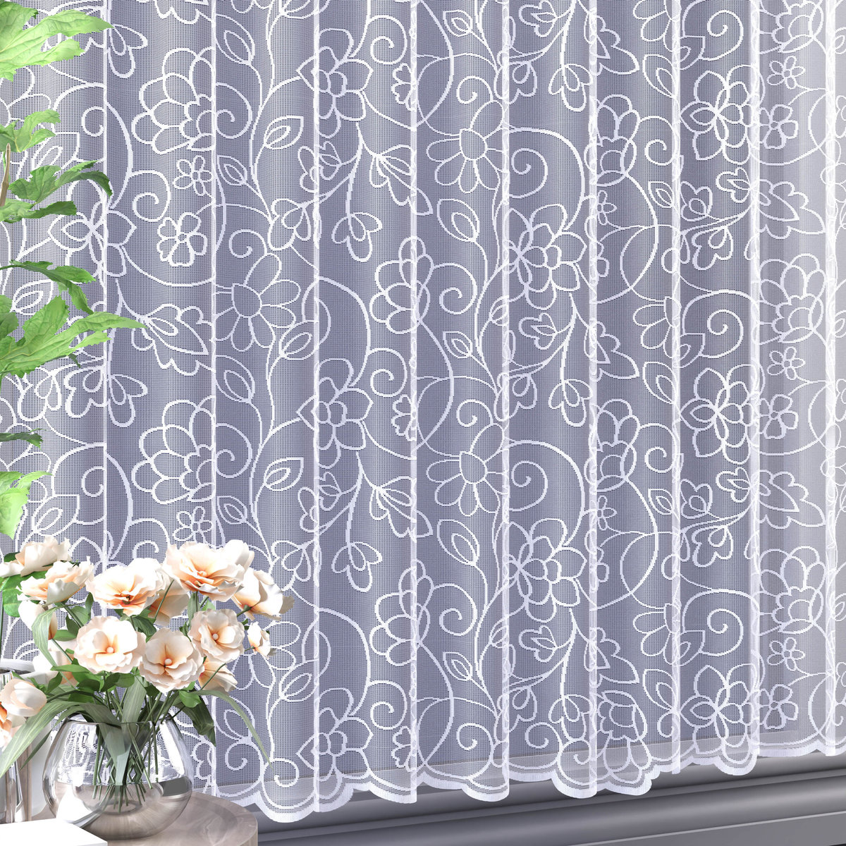 Firanka żakardowa biała gotowa na taśmie 300x250cm 619102 - Wisan ...