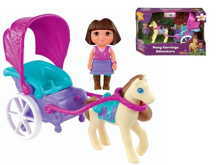 FISHER PRICE LALKA FIGURKA DORA ZESTAW KAROCA z KONIEM WERSJA ...