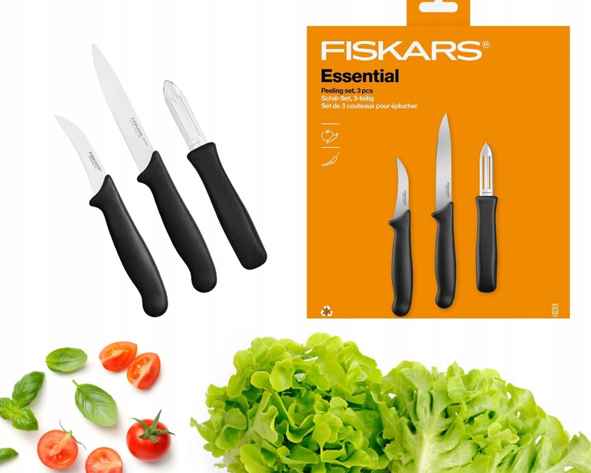 FISKARS ESSENTIAL ZESTAW NOŻY DO OBIERANIA OBIERACZKA 3SZT 1065600 ...