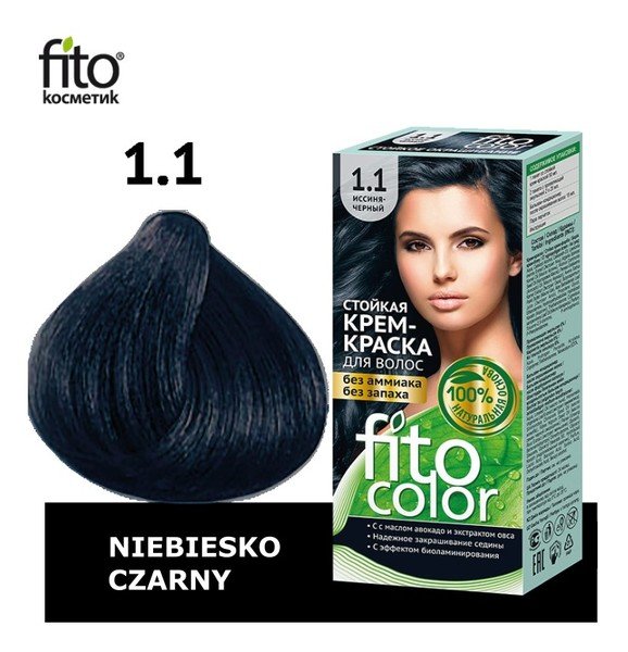 Fito Cosmetiks, FitoColor, farba do włosów w kremie, 1,1 Niebiesko ...