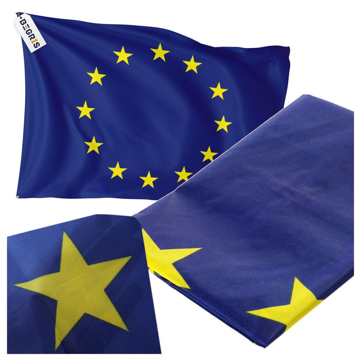 Flaga UE Unii Europejskiej 110x70 cm tunel oczka na maszt kij duża ...