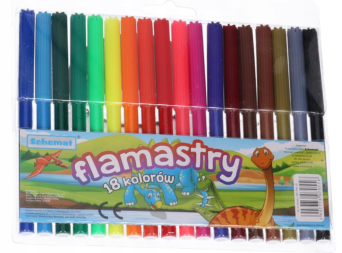 Flamastry Pisaki Mazaki Szkolne Zestaw 18 Sztuk Kolorów Schemat Dla ...