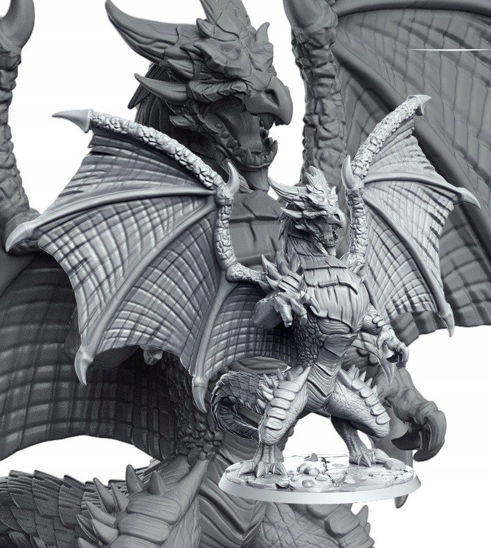 Flimtrax smok GIGA figurka + podstawka do DND D&D 3D druk 12k mini RPG - Iron Shield miniatures ...