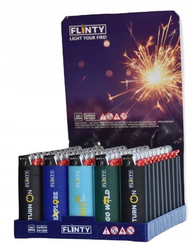 FLINTY ZAPALNICZKA MIX KOLORÓW KRZESIWO - TACKA 50 SZT. - FLINTY ...