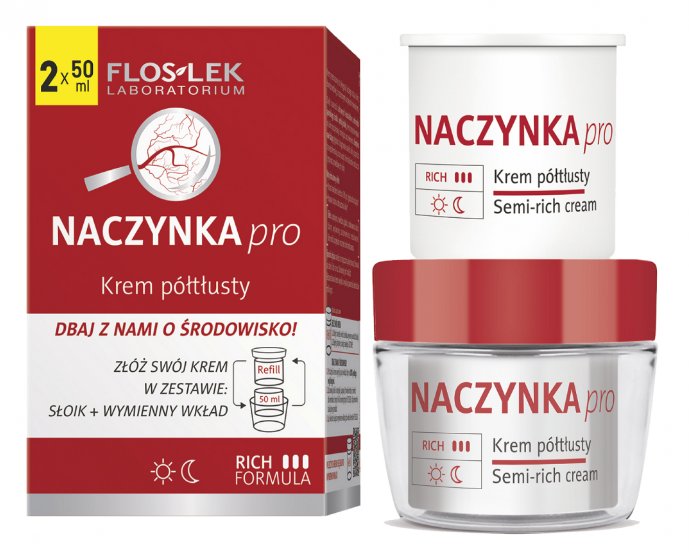 Floslek, Krem do twarzy Naczynka PRO Krem Półtłusty, 50 ml + Refill 50 ml | Sklep EMPIK.COM