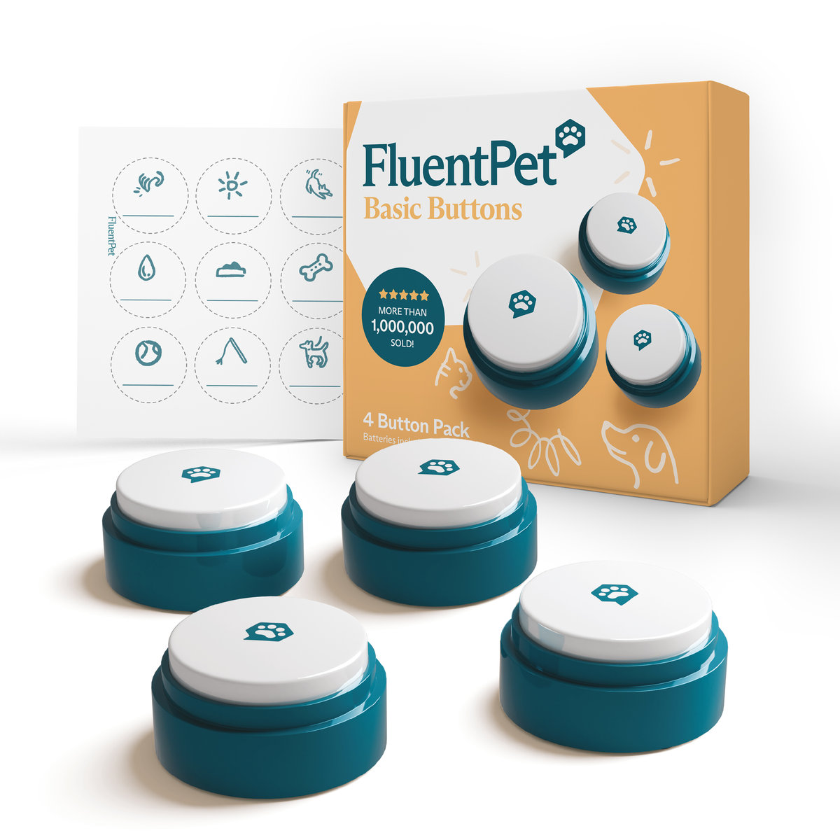 FluentPet / Basic Buttons - zestaw 4 przycisków do komunikacji z psem / kotem - Inna marka ...