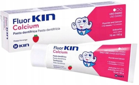 Fluor Kin Calcium Pasta Do Zębów Dla Dzieci Truskawkowa 75Ml | Sklep ...