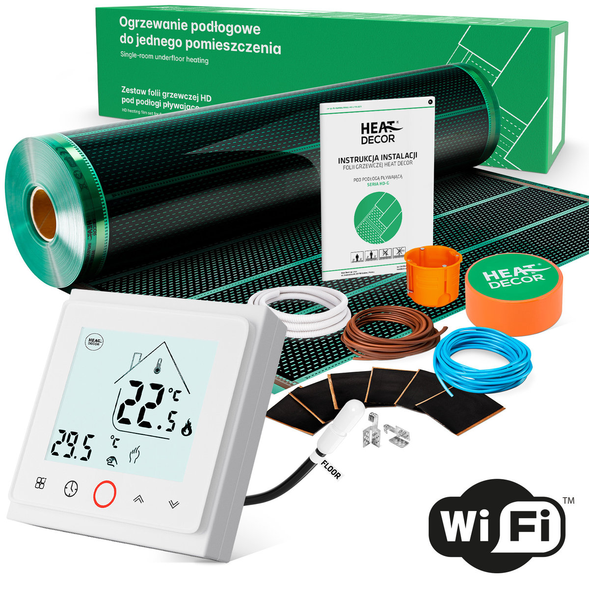 Folia Grzewcza HD-G | Termostat T500.W.WIFI | 60 W/m² | Zestaw 9 m² - HEAT DECOR | Sklep EMPIK.COM