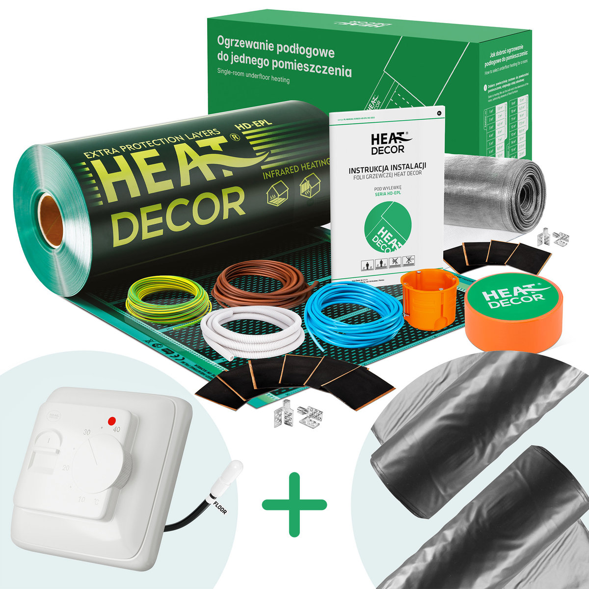 Folia grzewcza pod wylewkę HD-EPL 140W/m² zestaw do pomieszczenia 5m² ...