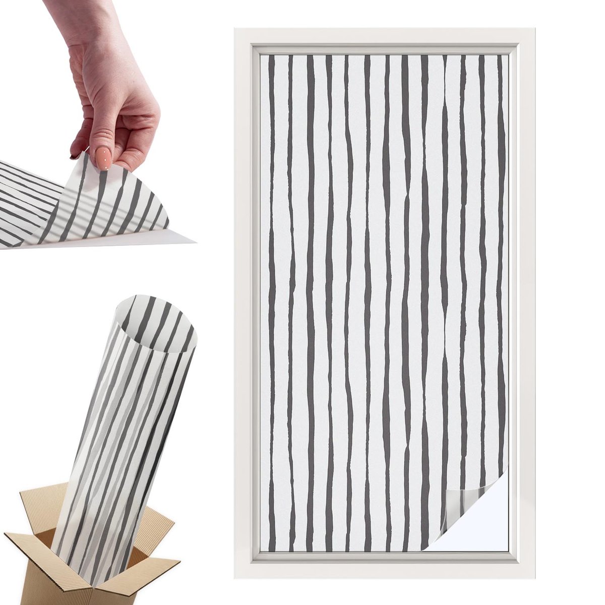 Folia Ozdobna Matowa Na Przeszklone Ścianki Biurowe Pionowe Pasy 50x100 ...