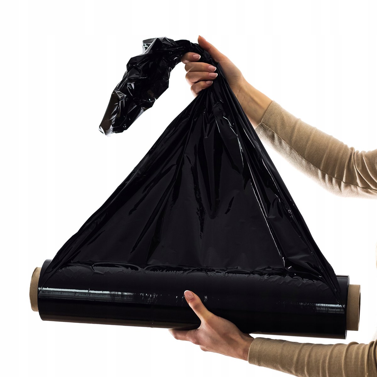 Folia Stretch Strecz 3kg XXL Mocna Czarna Czarny Dużo Folii Rolka ...