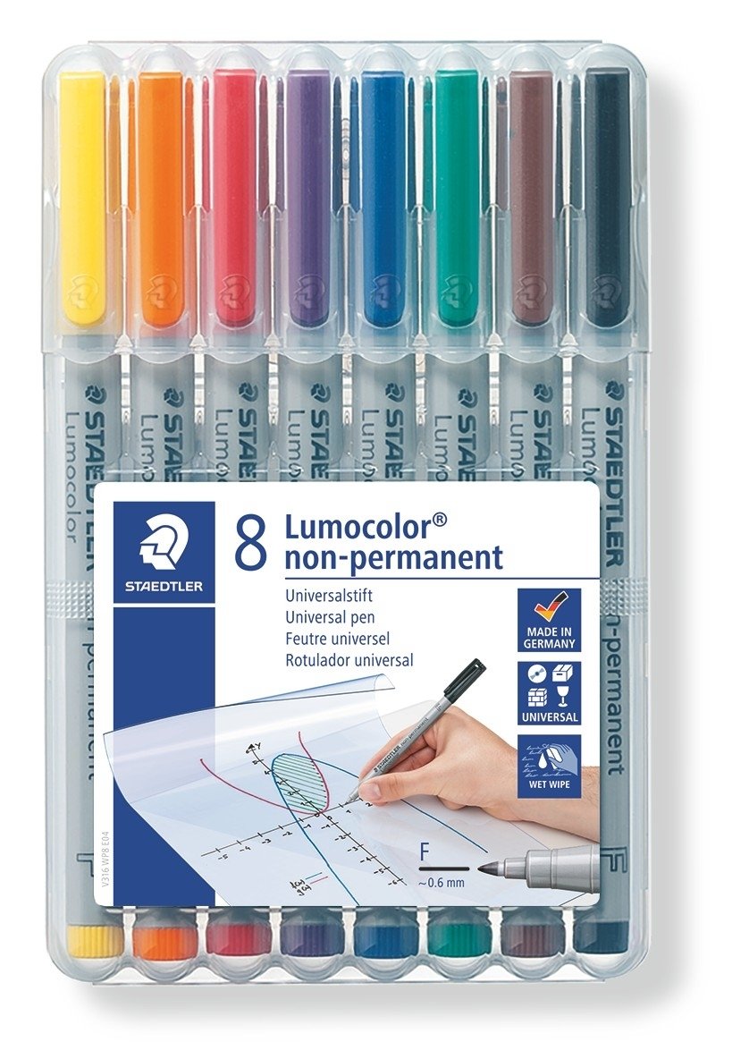 Foliopisy kolorowe 8 szt zmywalne F Lumocolor Staedtler - Staedtler ...