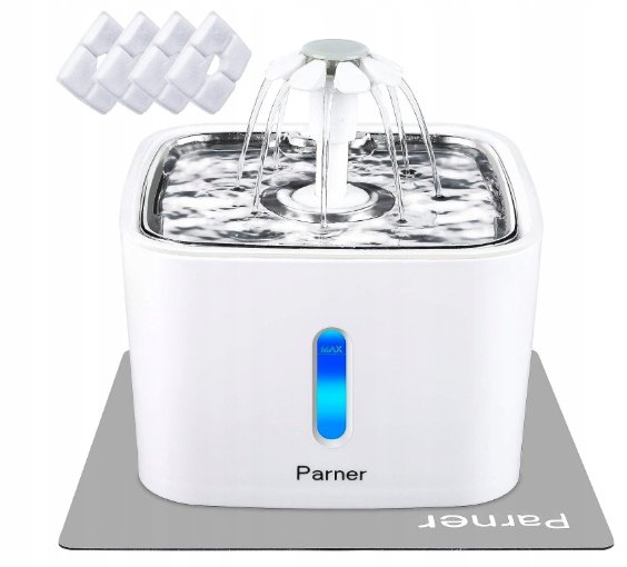 Fontanna LED do wody dla zwierząt PARNER WF06 3 tryby pracy 2,5l BIAŁA ...