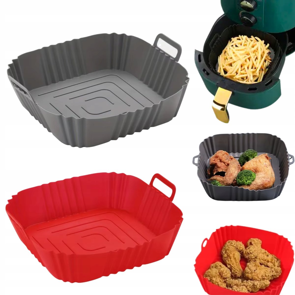 FOREMKI SILIKONOWE DO FRYTKOWNICY BEZTŁUSZCZOWEJ WKŁAD DO AIR FRYER ...