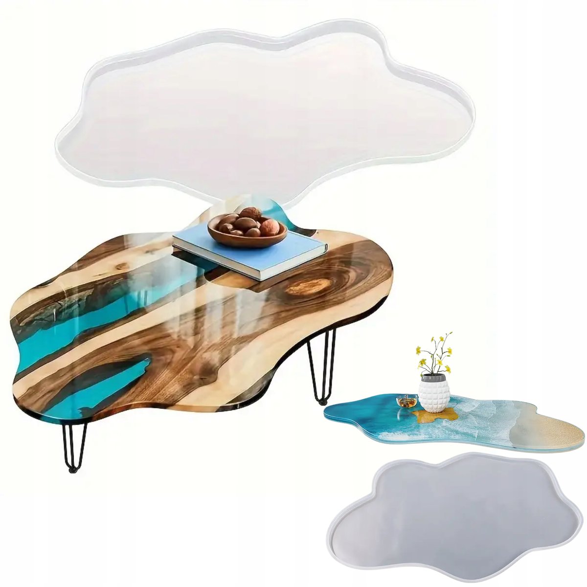 Forma Silikonowa do Żywicy Duża XXL Stół Taca Blat Diy 62 X 24cm ...