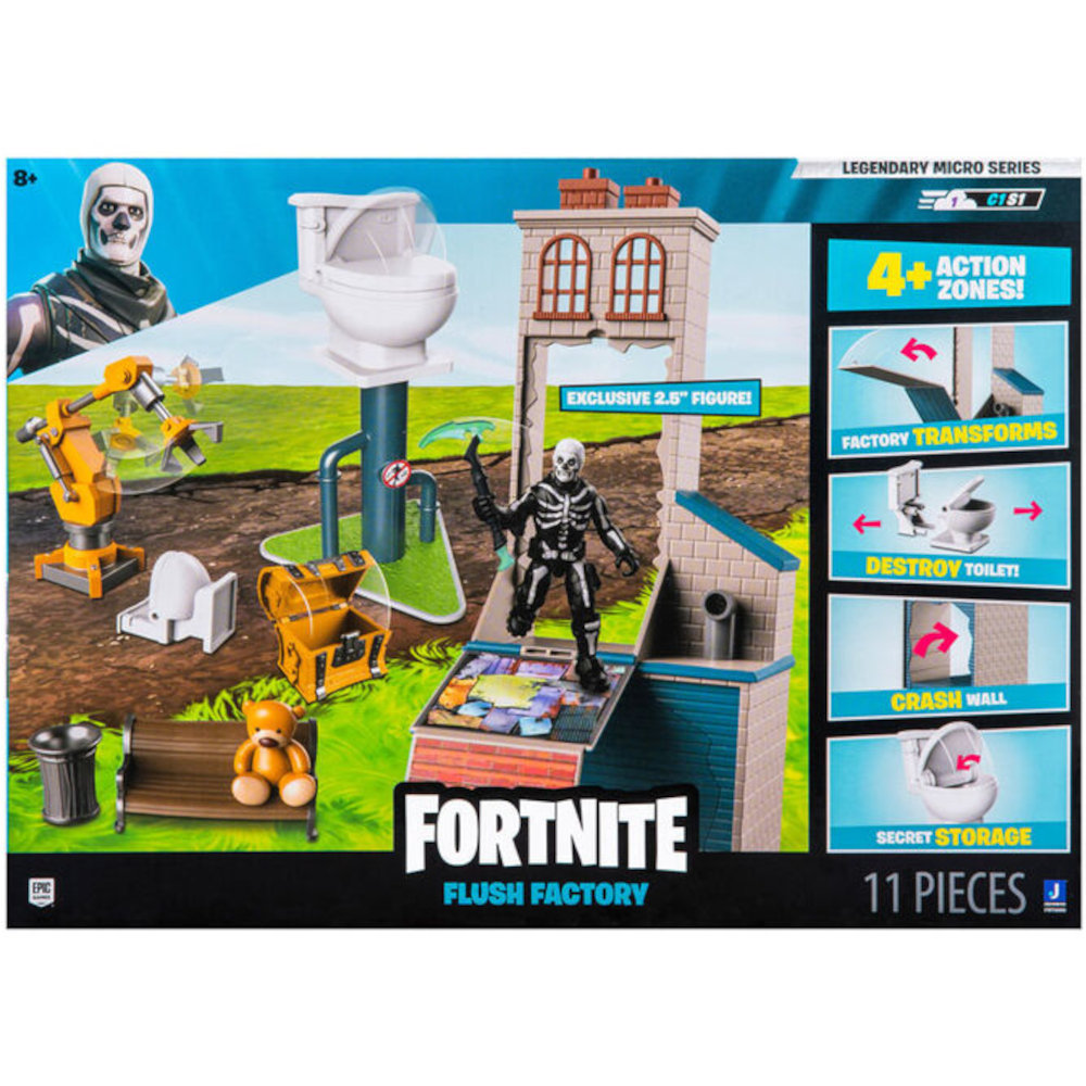 FORTNITE LEGENDARY MICRO SERIES ZESTAW FLUSH FACTORY + SKULL TROOPER ...