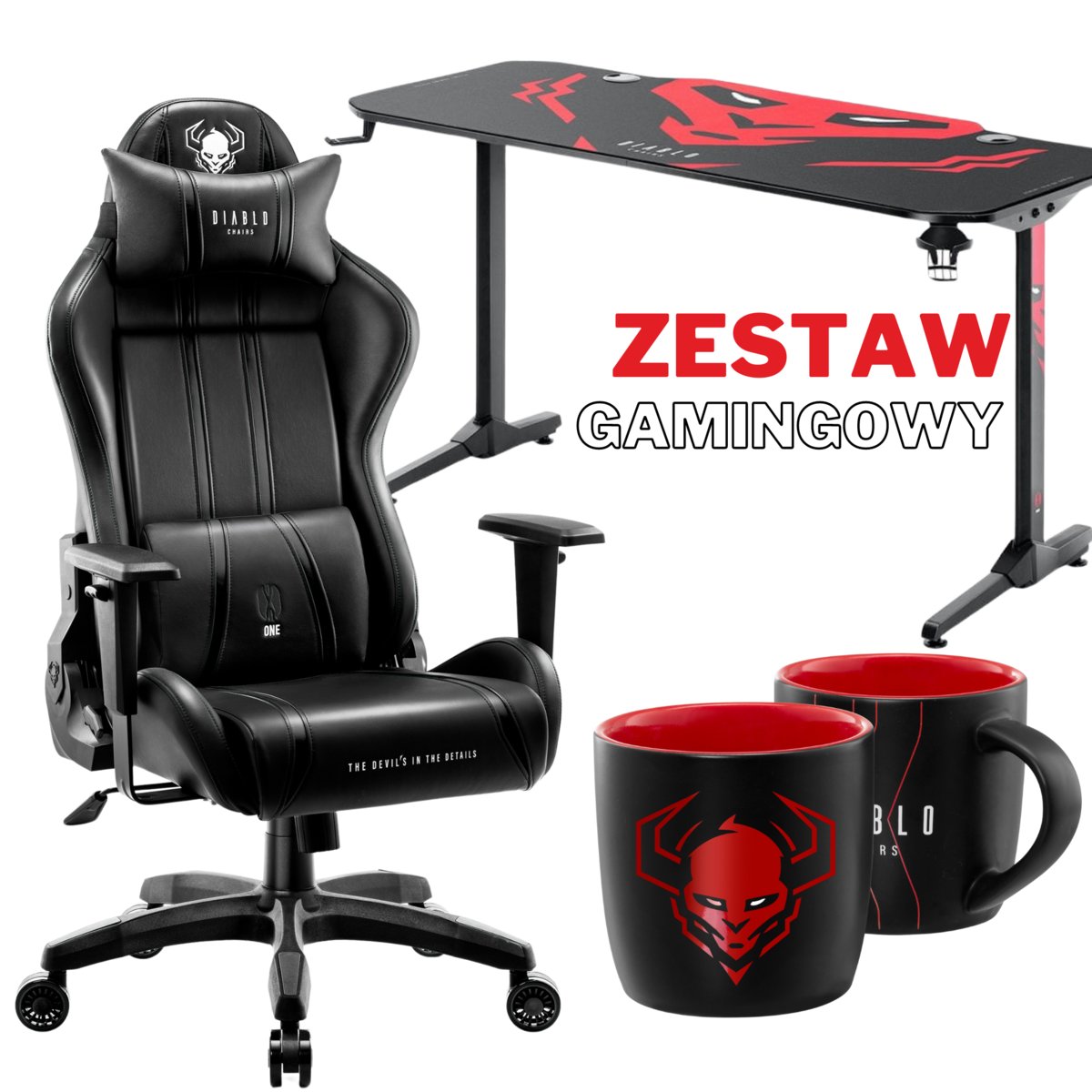 Fotel Diablo Chairs X-One 2.0 Normal Size + Biurko X-Mate 1400 + Kubek ...