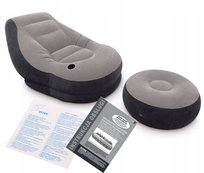 Fotel dmuchany szary Pufa INTEX 68564 + podnóżek | welurowy *na lato ...