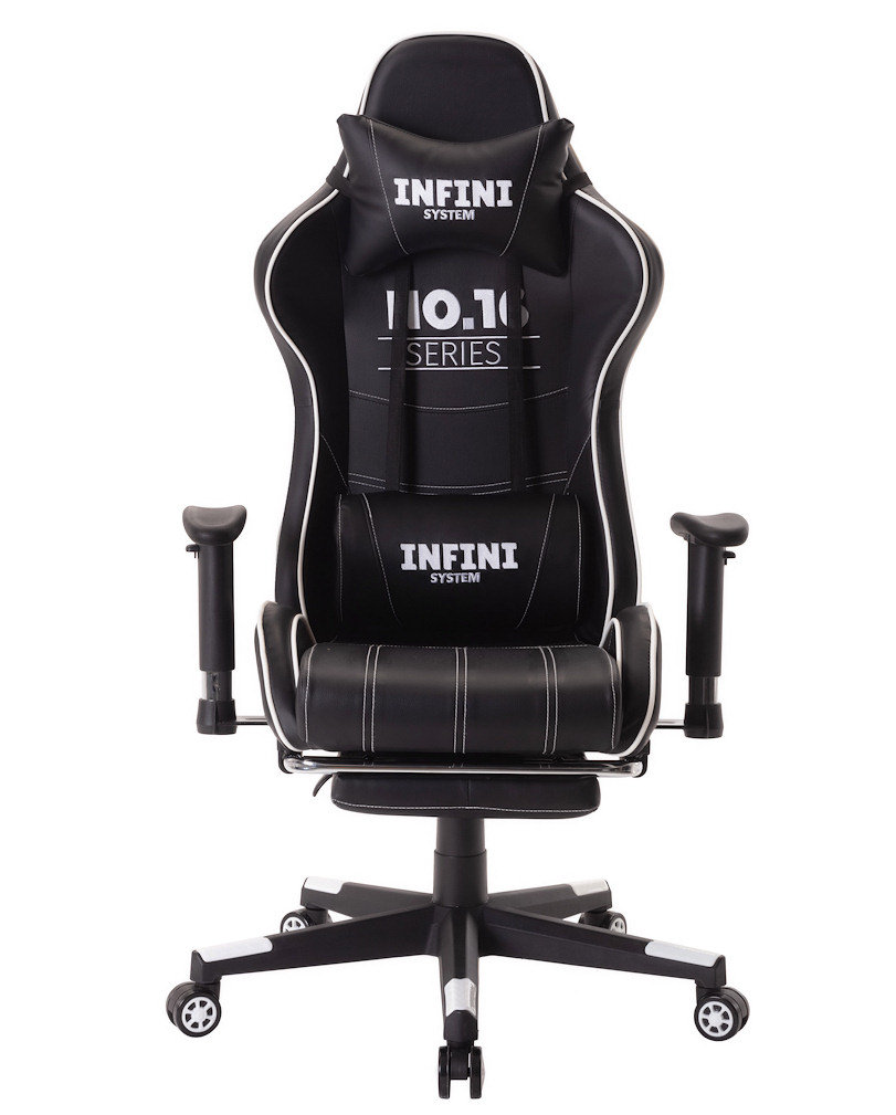 Fotel Gamingowy Infini series No.16 Black/white, regulacja oparcia i ...