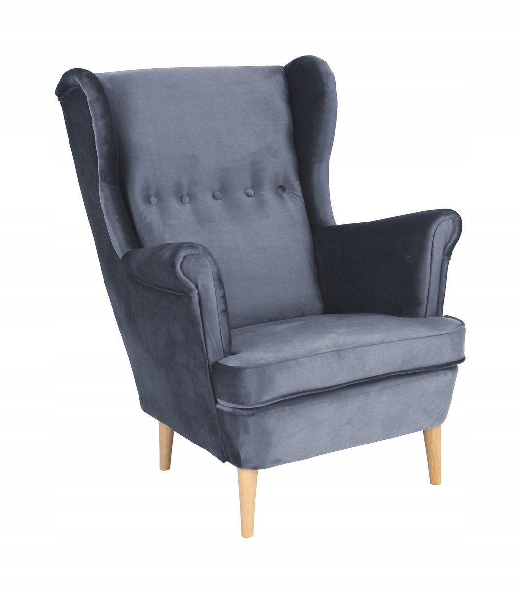 Fotel Rebeca klasyczna szara welur/plusz - wygodny i stylowy do salonu ...