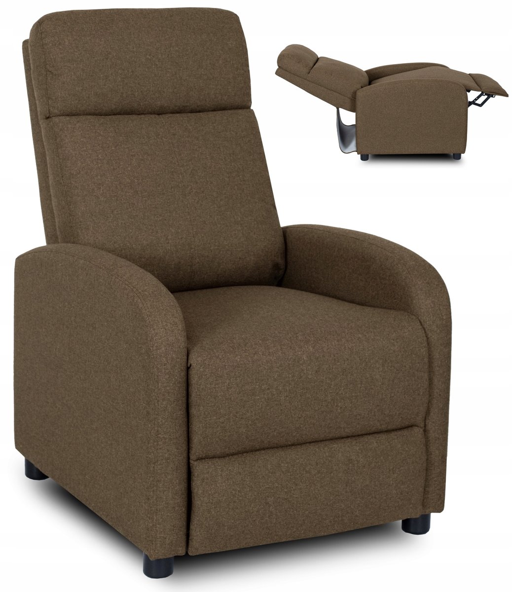 Fotel Rozkładany Do Spania Wypoczynkowy Wygodny Do Salonu DANNY Brązowy ...