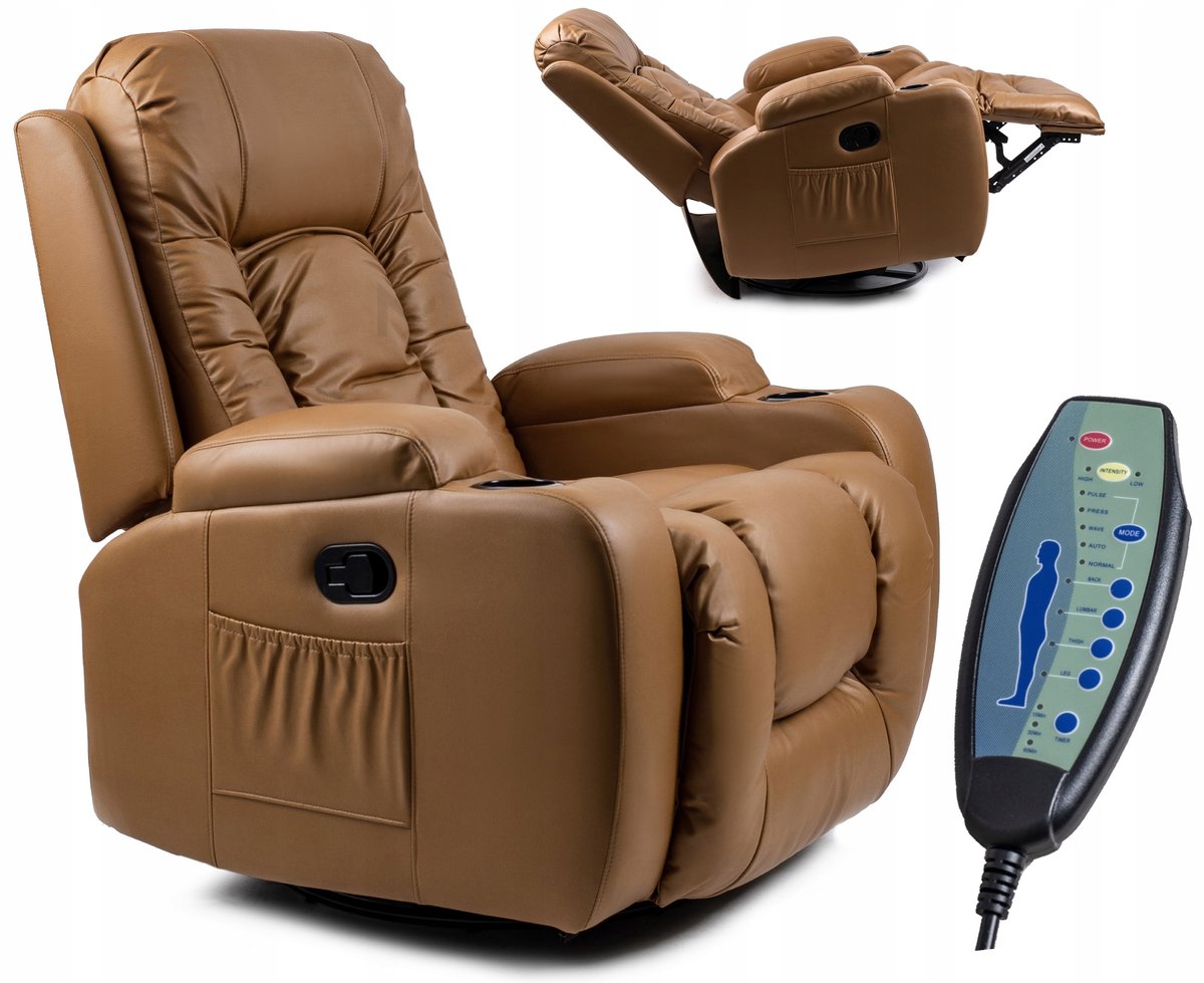 Fotel Rozkładany Masujący Wypoczynkowy Obrotowy Bujany Do Salonu BOX ...