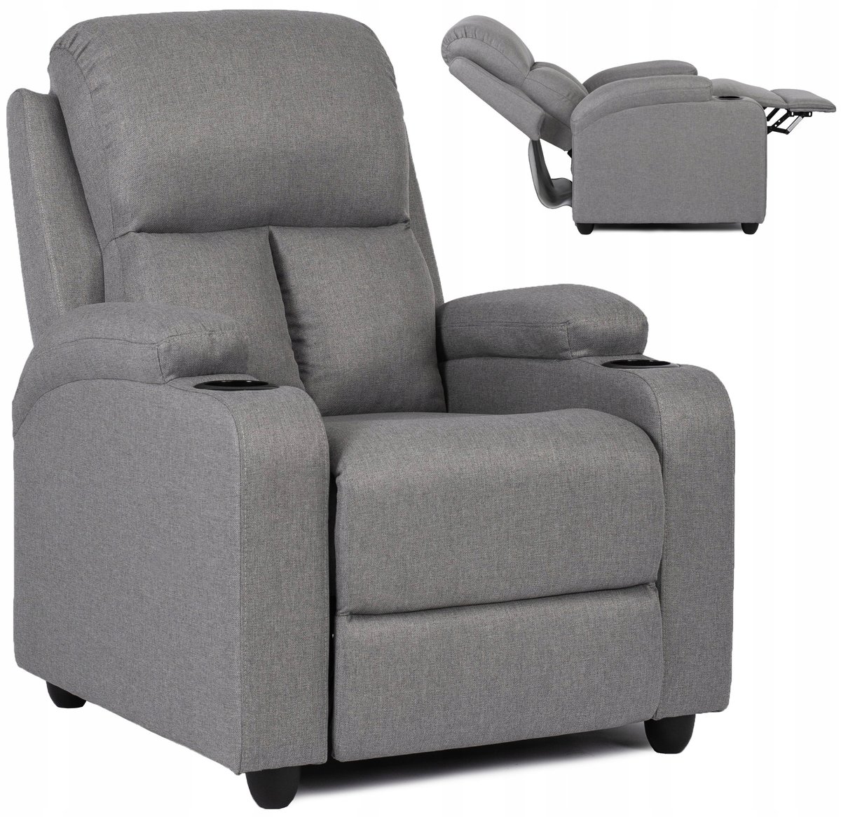 Fotel Rozkładany Wypoczynkowy Do Spania Wygodny Salon Loft Szary BOBBY ...