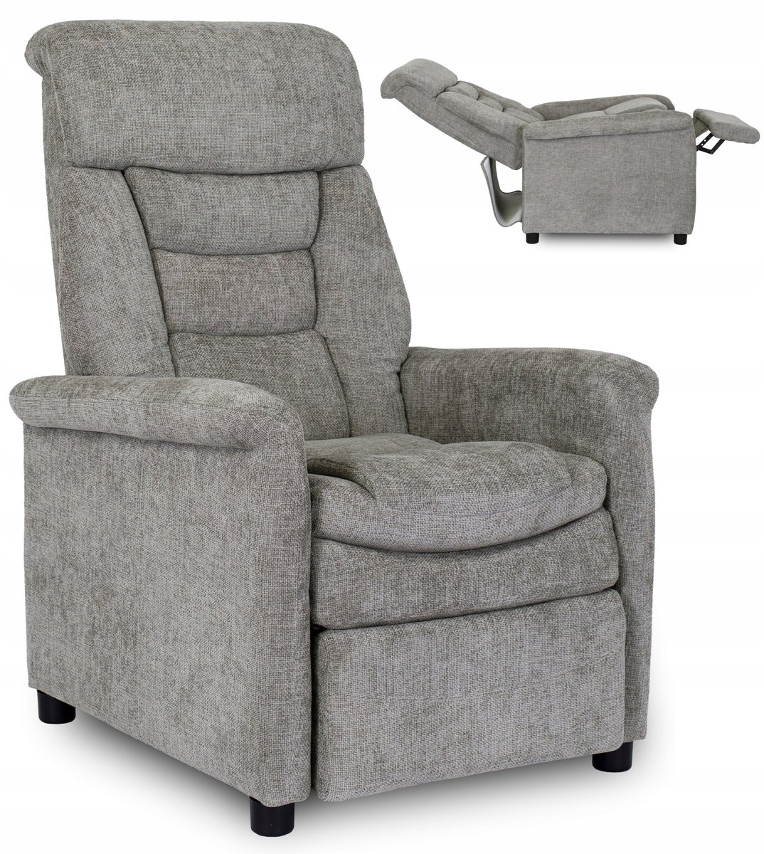 Fotel Rozkładany Wypoczynkowy Wygodny Do Salonu Do Spania Szary NORDI ...