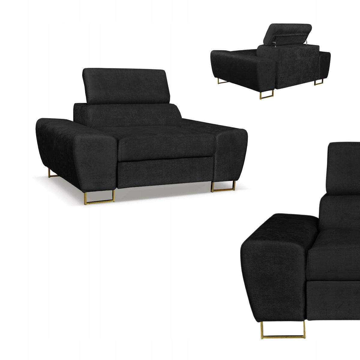 Fotel Wypoczynkowy Bosso Salon Family Meble Czarny Welur Reg Zagłówek - Family meble | Sklep ...