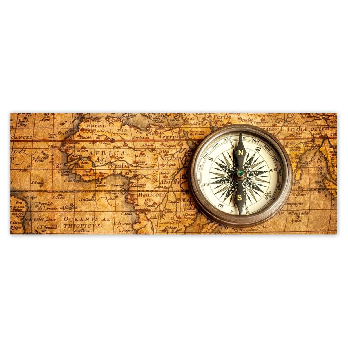 Fototapeta 250x93 Stara mapa i kompas motyw do klasy Geografia ...