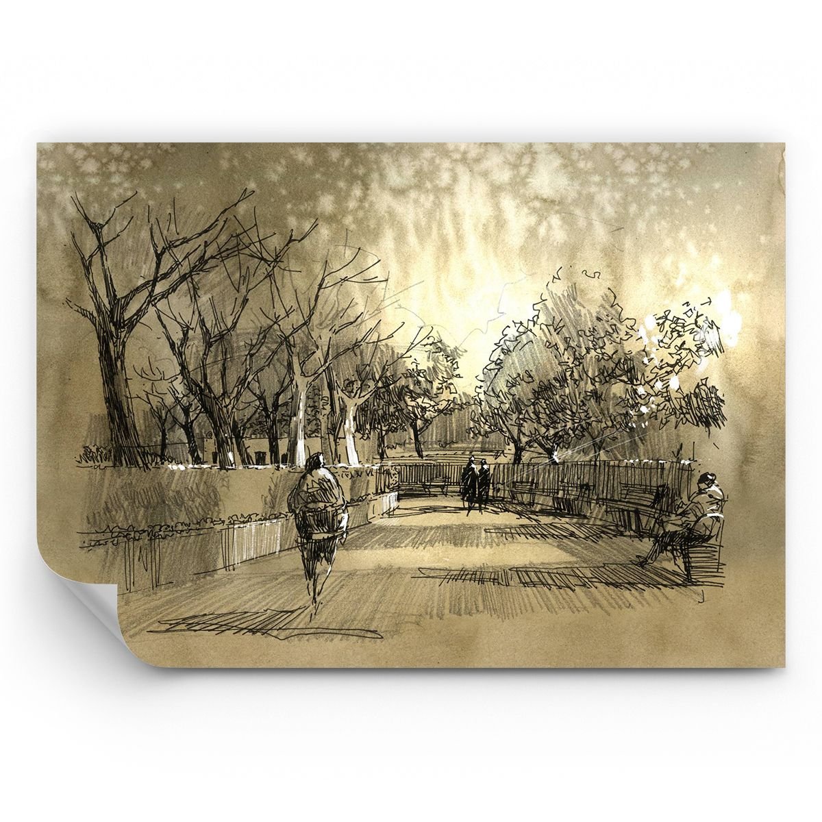 FOTOTAPETA Alejka Parkowa, Park, Sepia TAPETA NA ŚCIANĘ DO SYPIALNI ...
