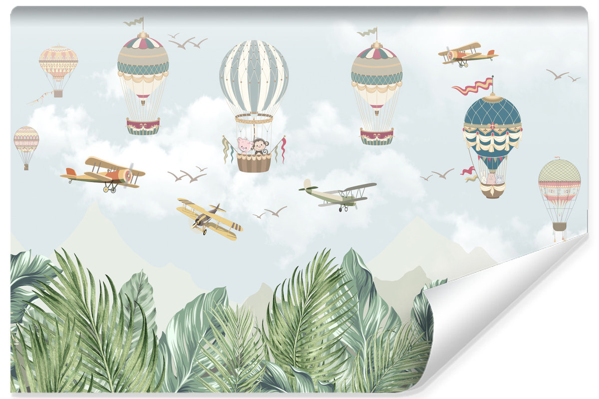 Fototapeta Bajkowe Balony Góry Liście Tropikalne Samoloty Pejzaż 315cm X 210cm - Muralo | Sklep ...