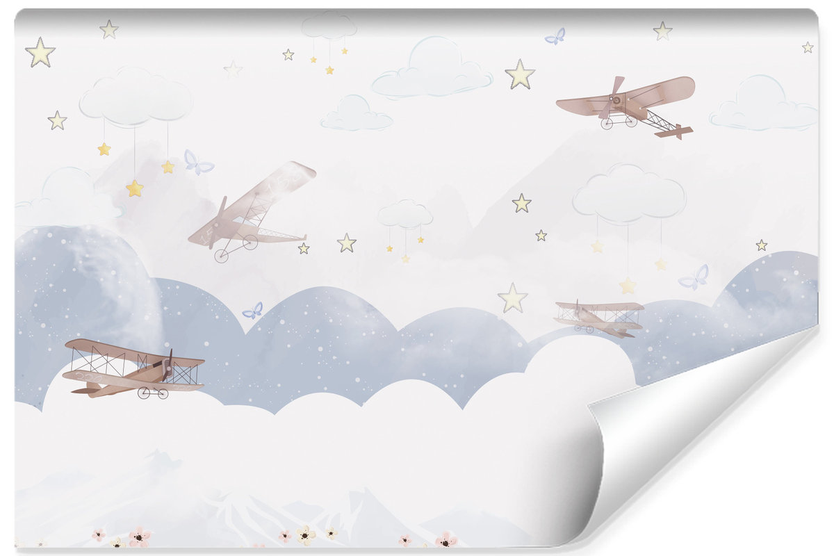 Fototapeta Dla Dzieci Chmurki Samoloty Gwiazdy Abstrakcja Bajka 180cm X 120cm - Muralo | Sklep ...