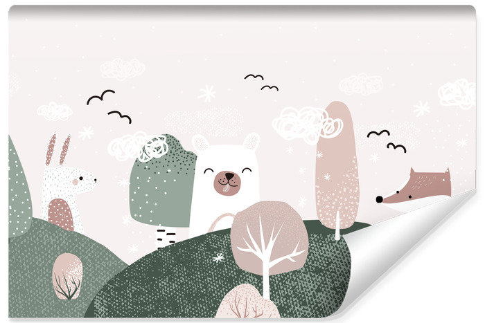 Fototapeta Dla Dzieci Leśne Zwierzęta Styl Skandynawski Natura 368cm X ...