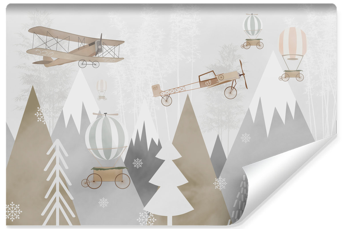 Fototapeta Dla Dzieci Styl Skandynawski Góry Samoloty Las Balony 368cm ...