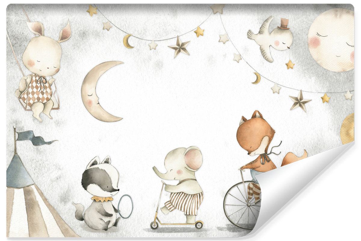 Fototapeta Dla Dzieci Zwierzątka Akwarele Cyrk Styl Boho Gwiazdy 270cm X 180cm - Muralo | Sklep ...