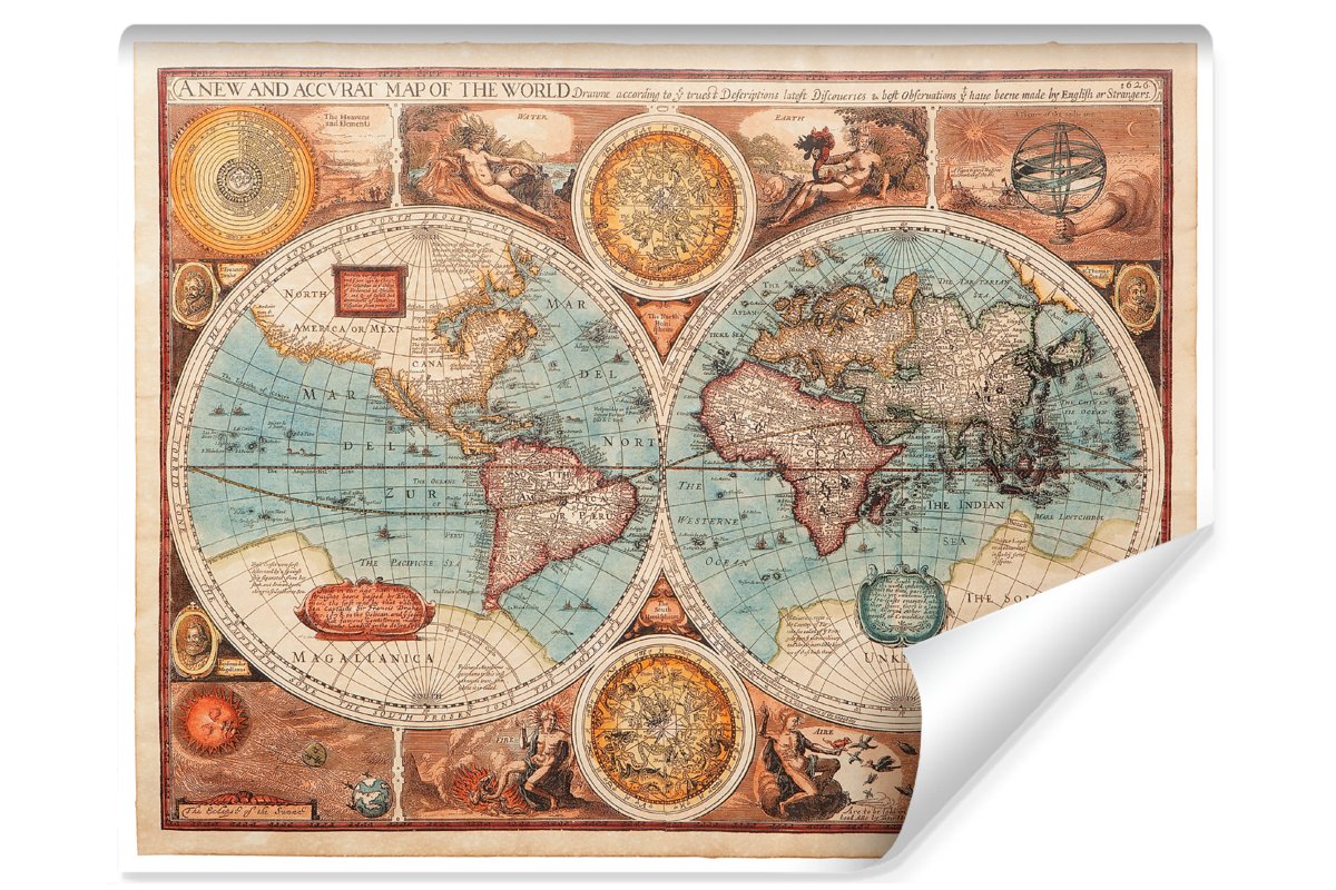 Fototapeta Do Biura Stara Mapa Świata Styl Vintage 270cm X 180cm ...