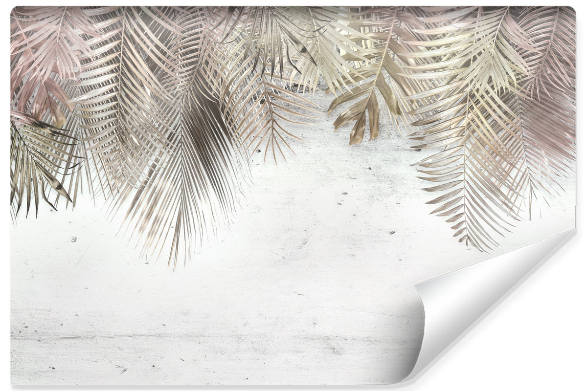 Fototapeta Do Jadalni Liście Palmowe Beton Mural Abstrakcja 3D 405cm X 270cm - Muralo | Sklep ...