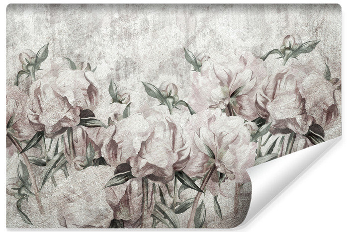 Fototapeta Do Jadalni PEONIE Piwonie Kwiaty Abstrakcja Beton Mural 270cm x 180cm - Muralo ...
