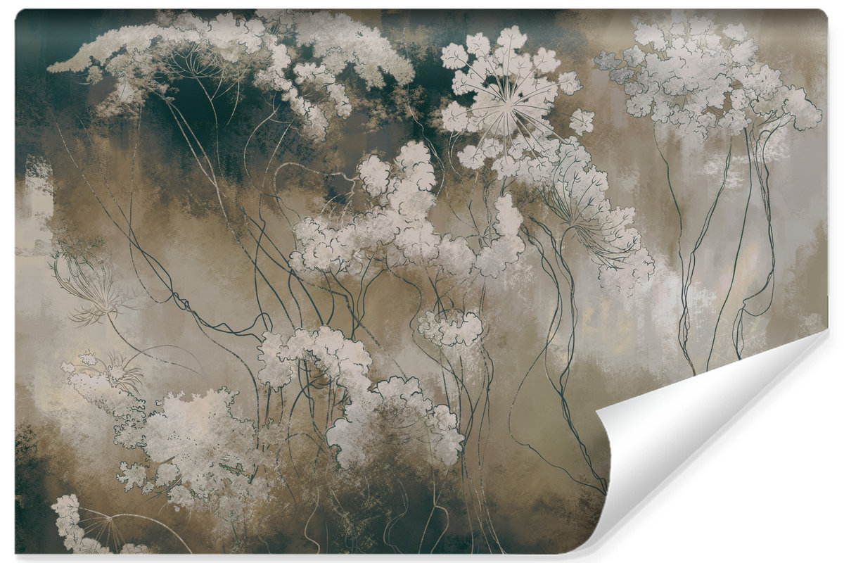 Fototapeta Do Salonu BETON Mural Abstrakcja Kwiaty Rośliny Natura 135cm x 90cm - Muralo | Sklep ...