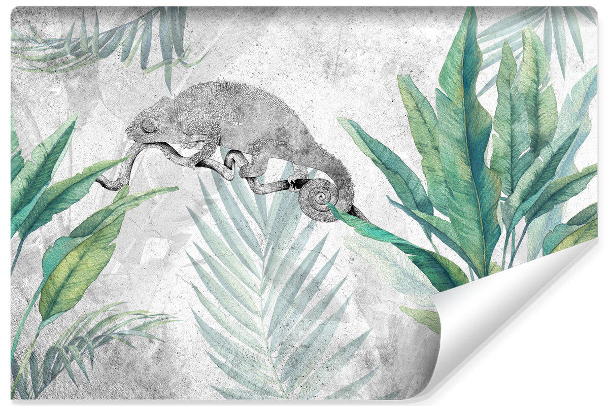 Fototapeta Do Salonu KAMELEON Liście Tropikalne Beton Abstrakcja 180cm x 120cm - Muralo | Sklep ...