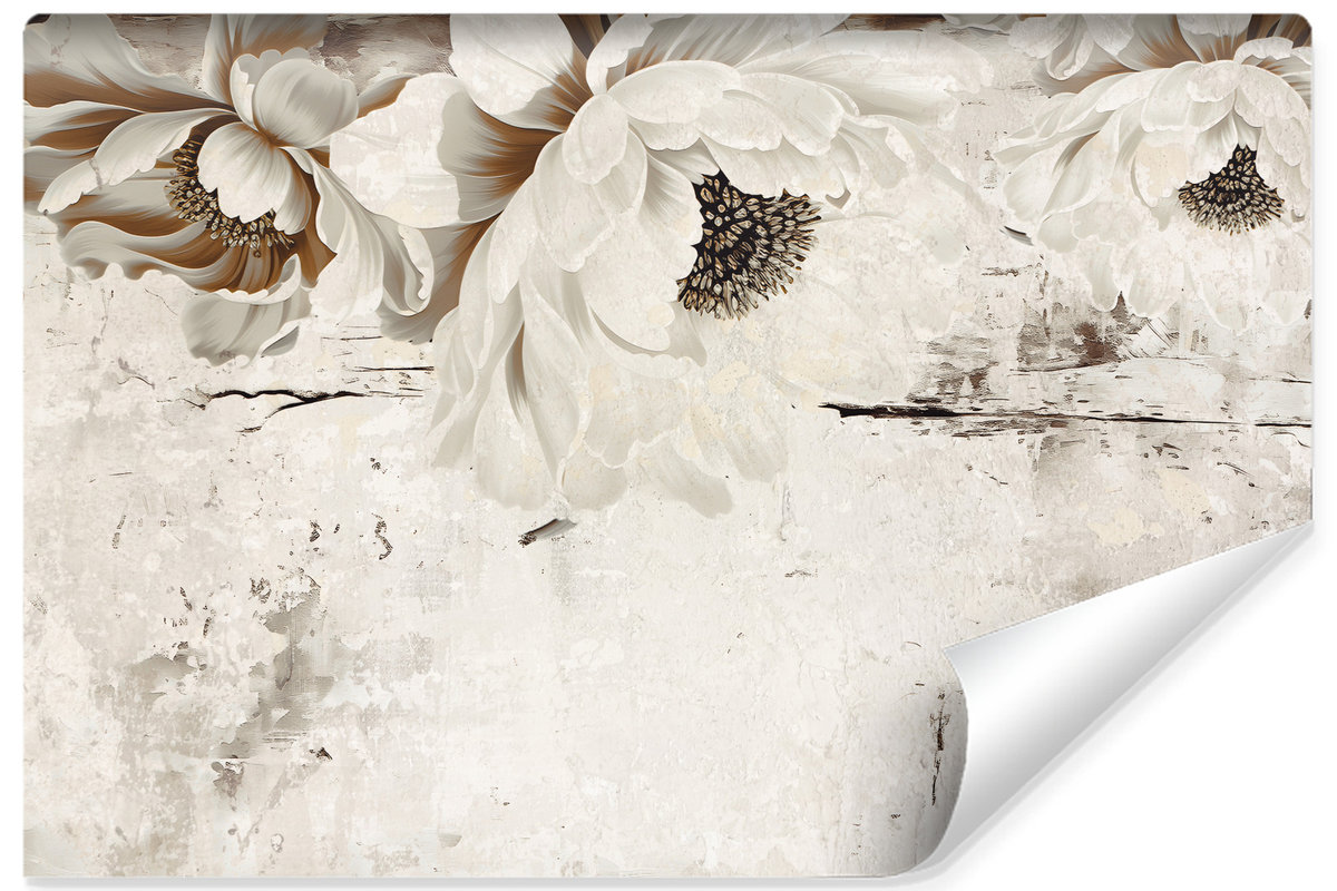 Fototapeta Do Salonu Kwiaty Abstrakcja Mur Beton Mural Styl Vintage 360cm X 240cm - Muralo ...