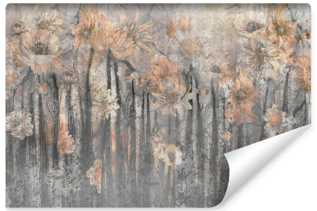 Fototapeta Do Salonu Kwiaty Beton Mural Styl Vintage Abstrakcja 400cm X 280cm - Muralo | Sklep ...