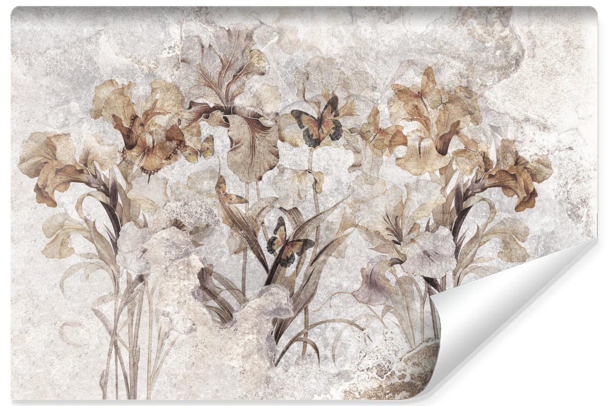Fototapeta Do Salonu Kwiaty Motyle Beton Mural Abstrakcja 90cm X 60cm - Muralo | Sklep EMPIK.COM