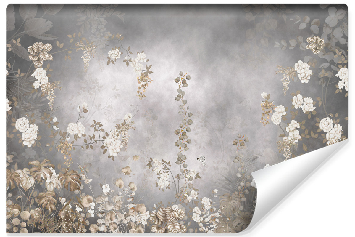 Fototapeta Do Salonu KWIATY Róże Liście Abstrakcja Beton Mural 360cm x 240cm - Muralo | Sklep ...